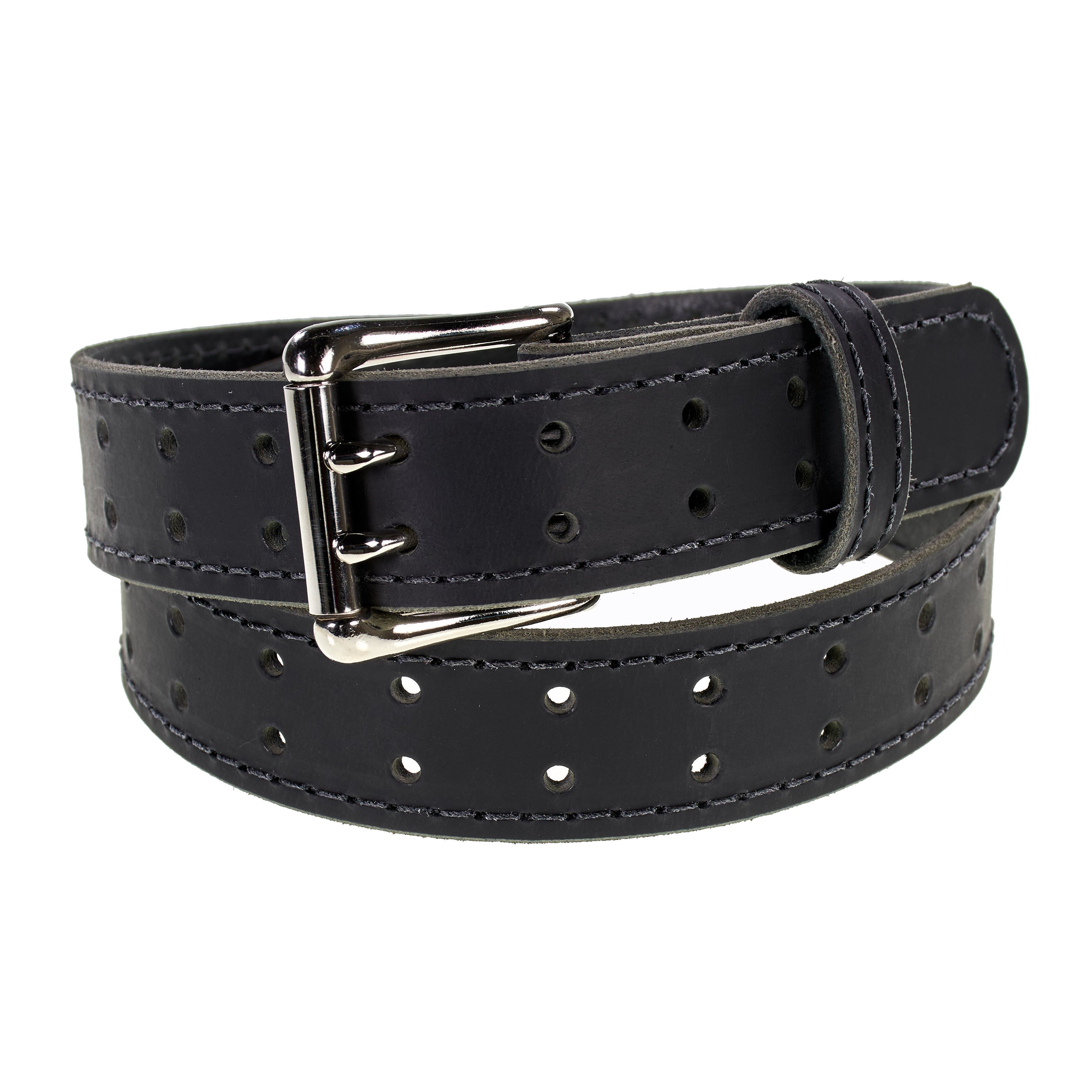 Double Prong Retro Style Leather Belt - 1.5" Nickel Buckle – Nohma Leather
